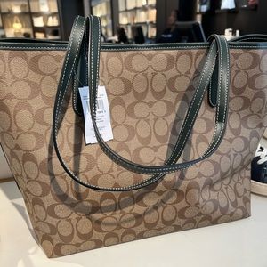 Coach | Bags | Coach City Tote In Signature Canvas With Varsity Motif ...